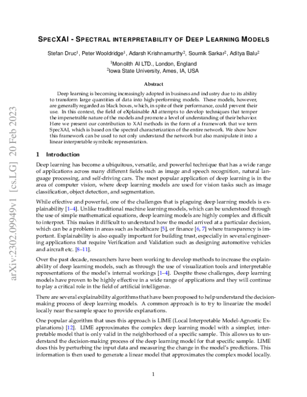 (PDF) SpecXAI -- Spectral interpretability of Deep Learning Models