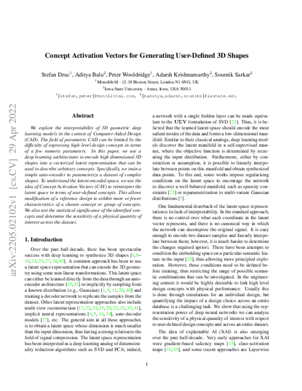 (PDF) Concept Activation Vectors for Generating User-Defined 3D Shapes