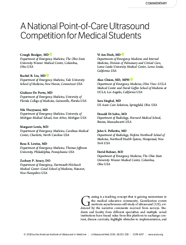 (PDF) A National Point-of-Care Ultrasound Competition for Medical Students