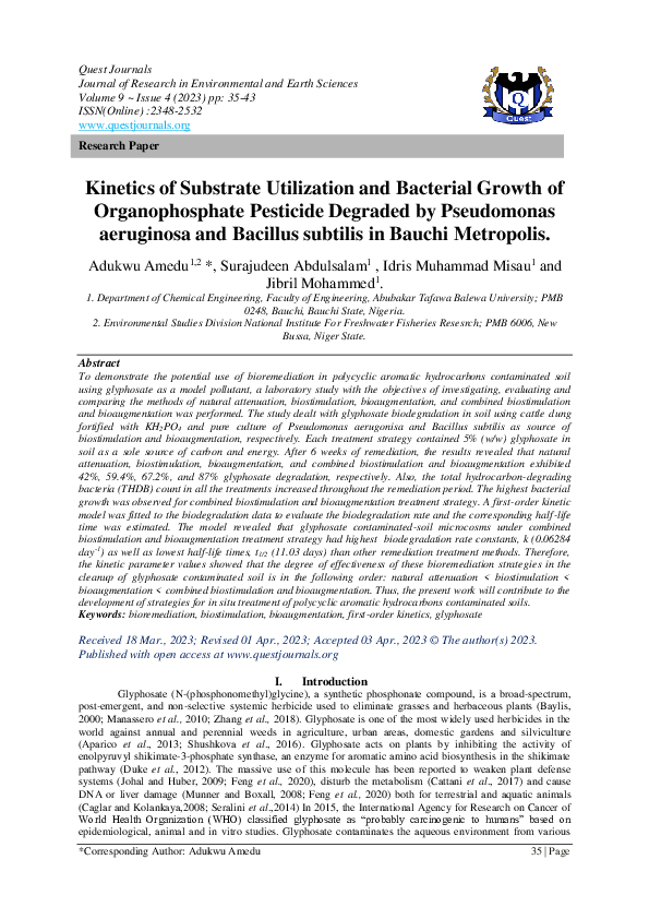 (PDF) Kinetics of Substrate Utilization and Bacterial Growth of ...