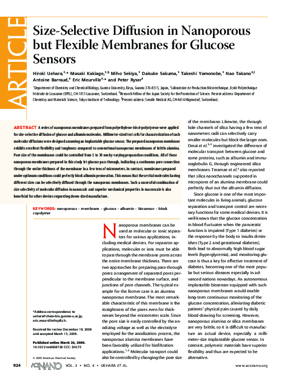 (PDF) Size-Selective Diffusion in Nanoporous but Flexible Membranes for ...
