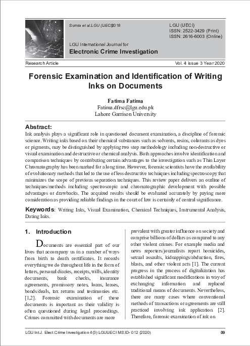 (PDF) Forensic Examination and Identification of Writing Inks on ...