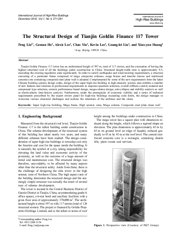 (PDF) The Structural Design of Tianjin Goldin Finance 117 Tower