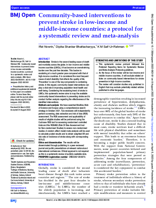 (PDF) Community-based interventions to prevent stroke in low-income and ...