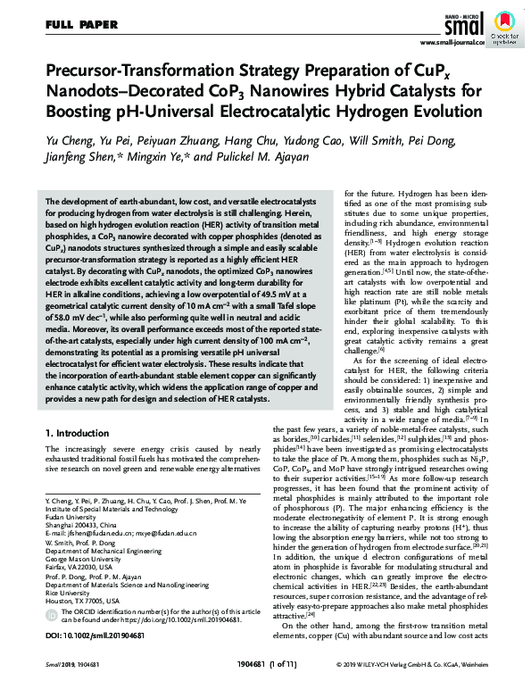 (PDF) Precursor‐Transformation Strategy Preparation of CuP x Nanodots ...