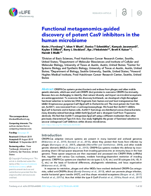 (PDF) Functional metagenomics-guided discovery of potent Cas9 ...
