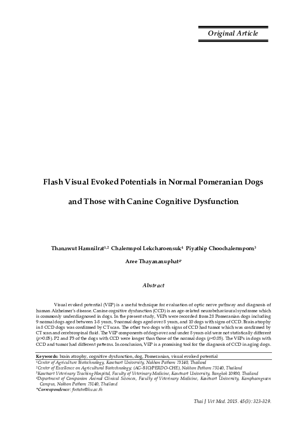 (PDF) Flash Visual Evoked Potentials in Normal Pomeranian Dogs and ...