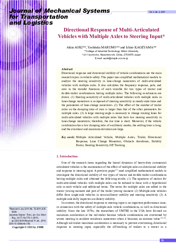 (PDF) Directional Response of Multi-Articulated Vehicles with Multiple ...