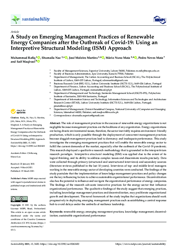 (PDF) A Study on Emerging Management Practices of Renewable Energy Companies after the Outbreak ...