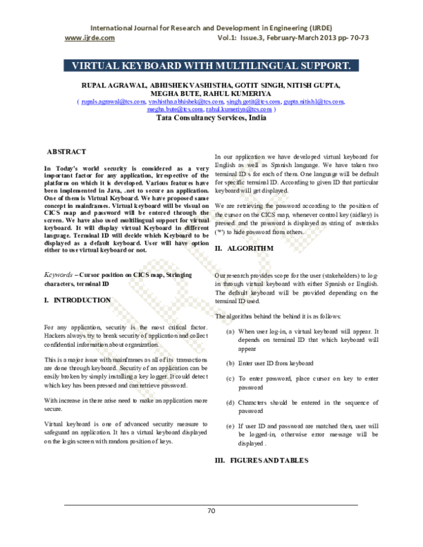 (PDF) Virtual Keyboard with Multilingual Support