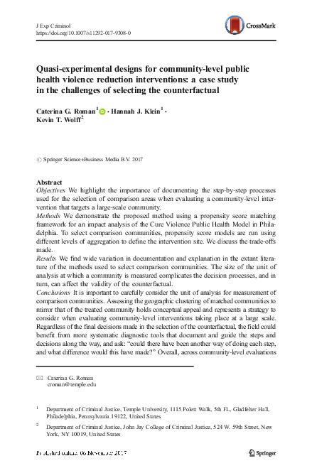 (PDF) Quasi-experimental designs for community-level public health ...