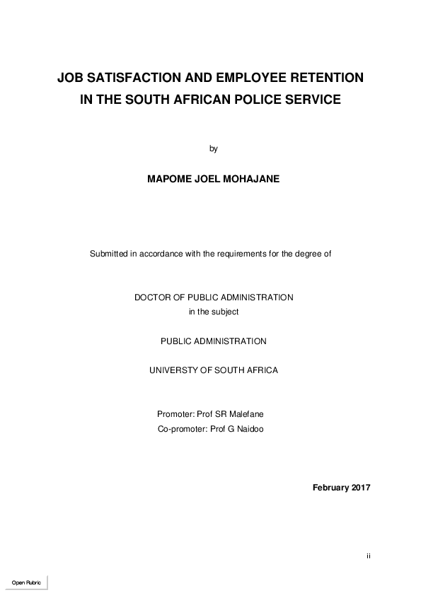 (PDF) Job satisfaction and employee retention in the South African ...