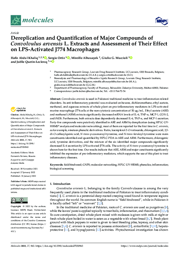 (PDF) Dereplication and Quantification of Major Compounds of ...