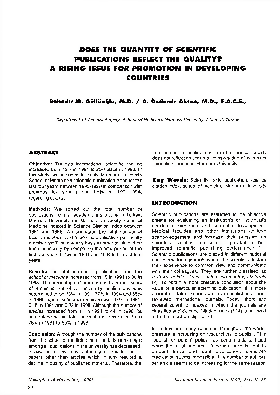 (PDF) Does the Quantity of Scientific Publications Reflect the Quality ...