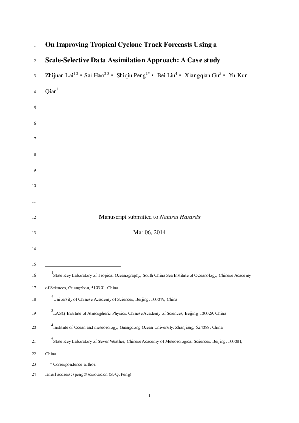 (PDF) On improving tropical cyclone track forecasts using a scale ...