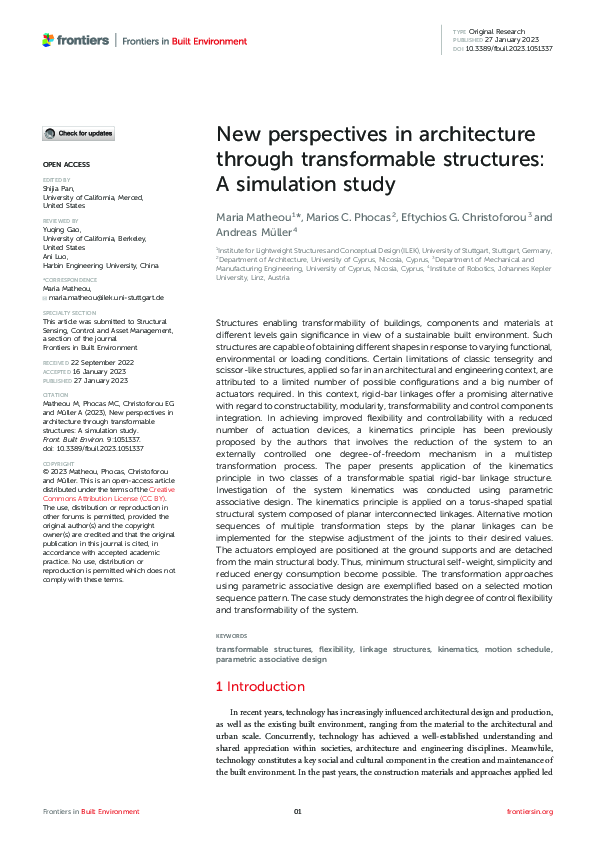 (PDF) New perspectives in architecture through transformable structures: A simulation study