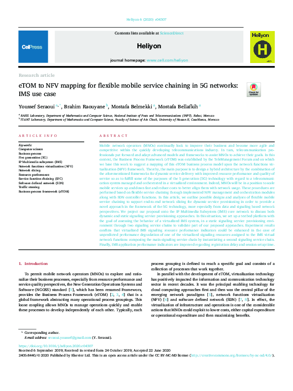 (PDF) eTOM to NFV mapping for flexible mobile service chaining in 5G ...