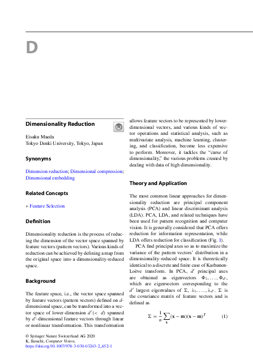 (PDF) Dimensionality Reduction
