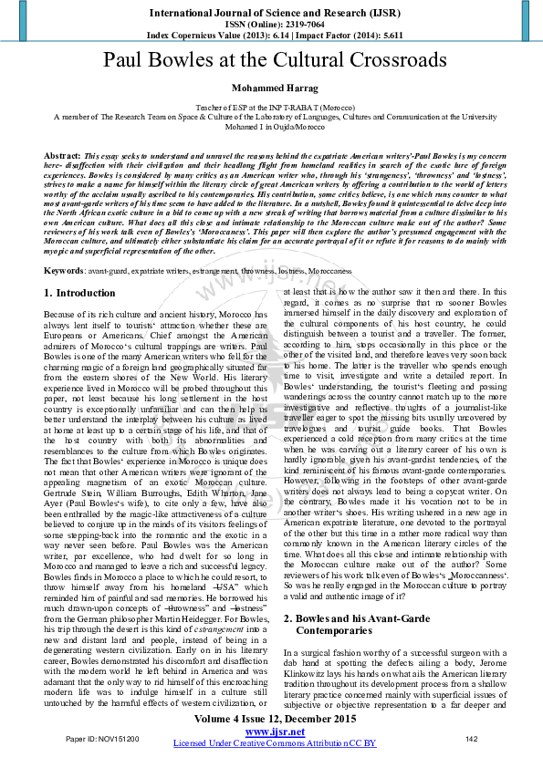 (PDF) Licensed Under Creative Commons Attribution CC BY Paul Bowles at ...