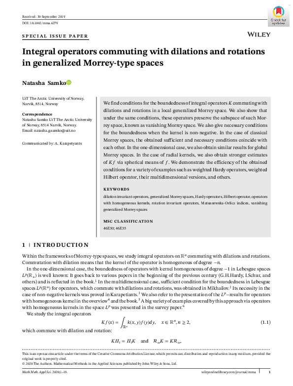 Pdf Integral Operators Commuting With Dilations And Rotations In Generalized Morrey‐type 