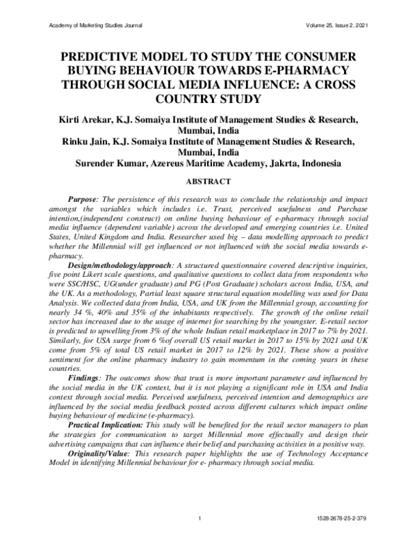 (PDF) Predictive Model To Study The Consumer Buying Behaviour Towards E ...