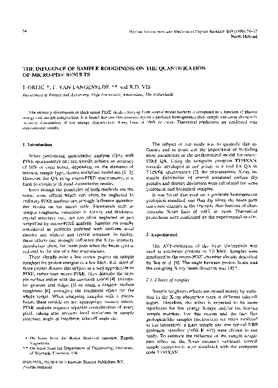 (PDF) The influence of sample roughness on the quantification of micro-PIXE results