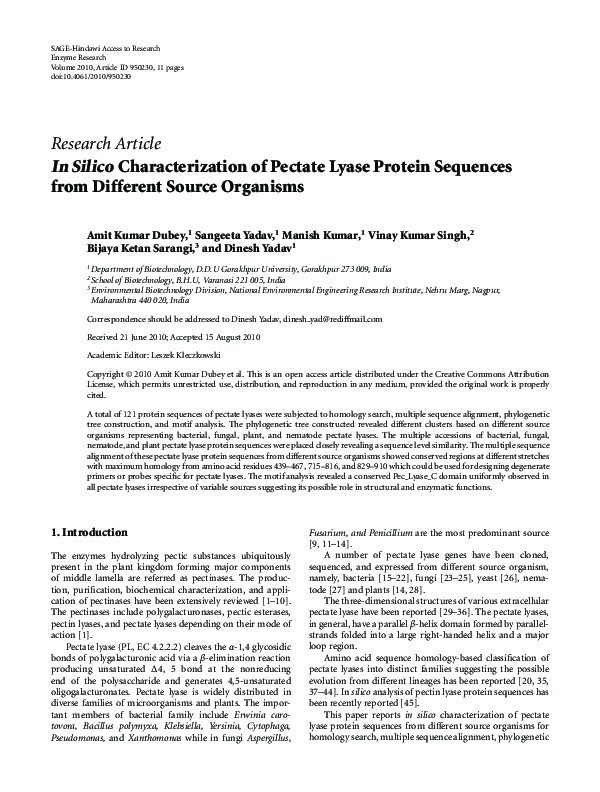 (PDF) In silico characterization of pectate lyase protein sequences ...
