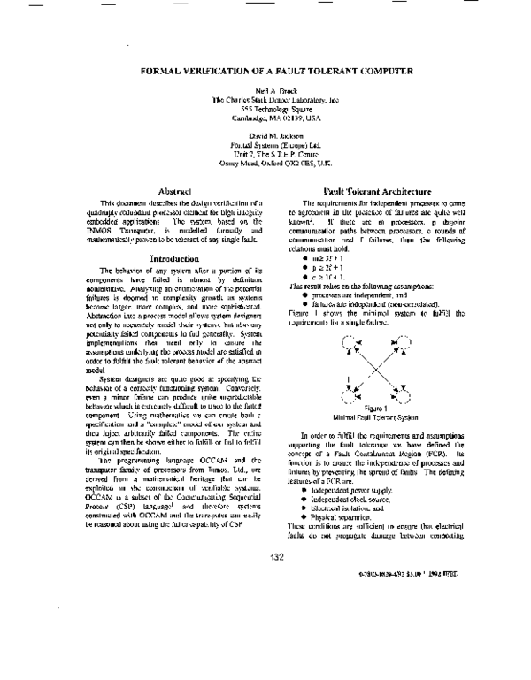 (PDF) Formal verification of a fault tolerant computer