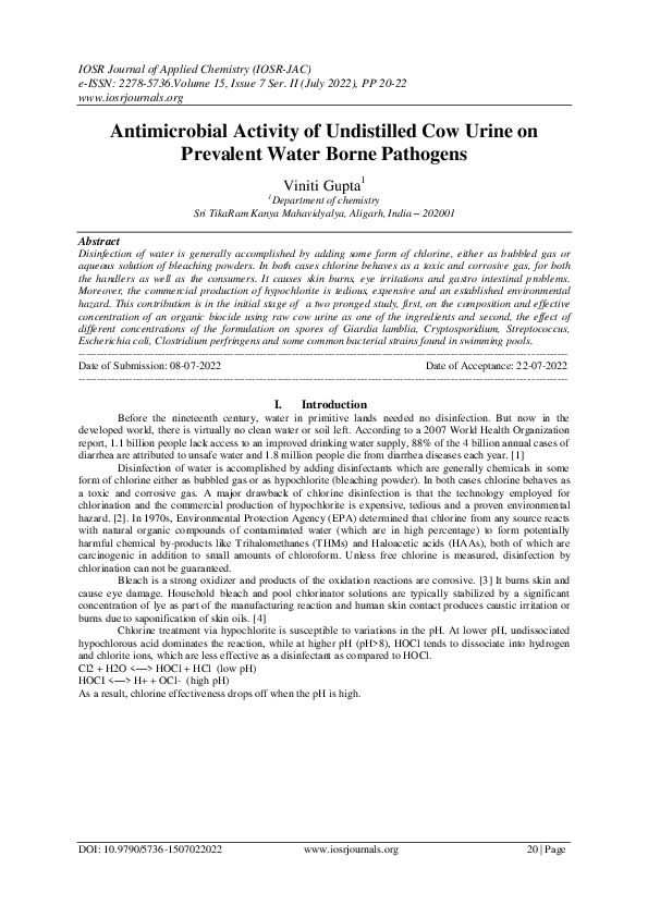 (PDF) Antimicrobial Activity of Undistilled Cow Urine on Prevalent ...