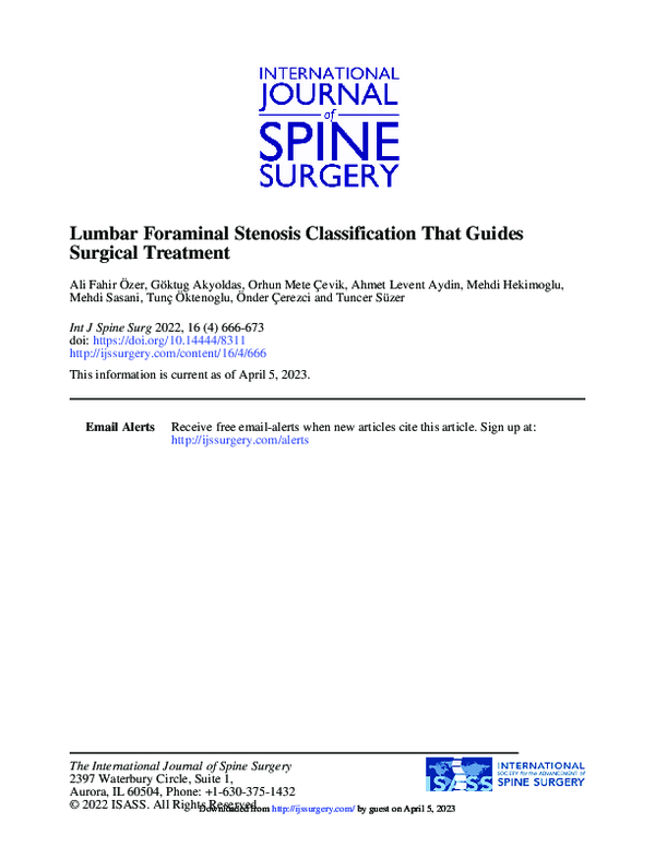 (PDF) Lumbar Foraminal Stenosis Classification That Guides Surgical ...