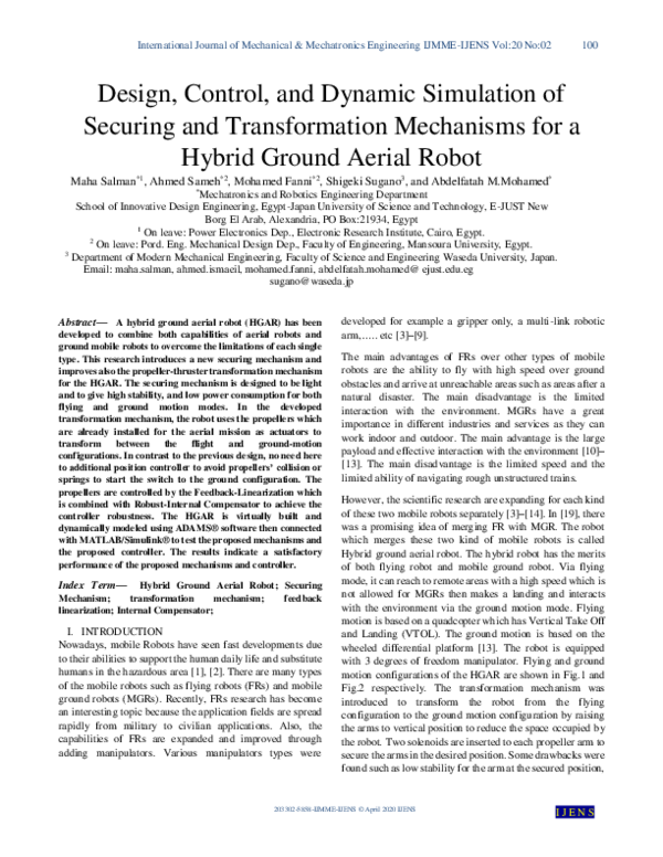 (PDF) Design, control, and dynamic simulation of securing and transformation mechanisms for a ...
