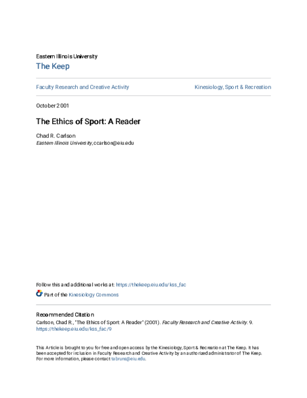 (PDF) The Ethics of Sport: A Reader