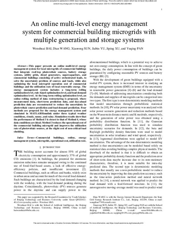 (PDF) An online multi-level energy management system for commercial ...