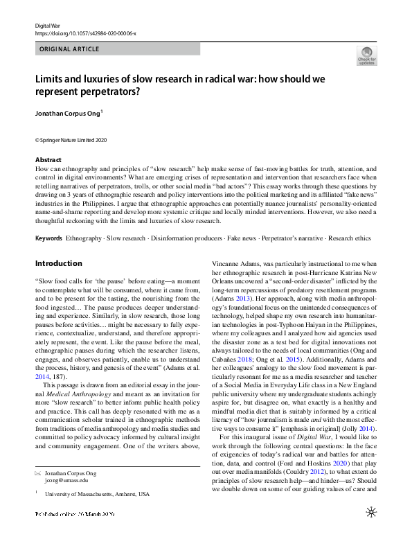 (PDF) Limits and luxuries of slow research in radical war: how should ...