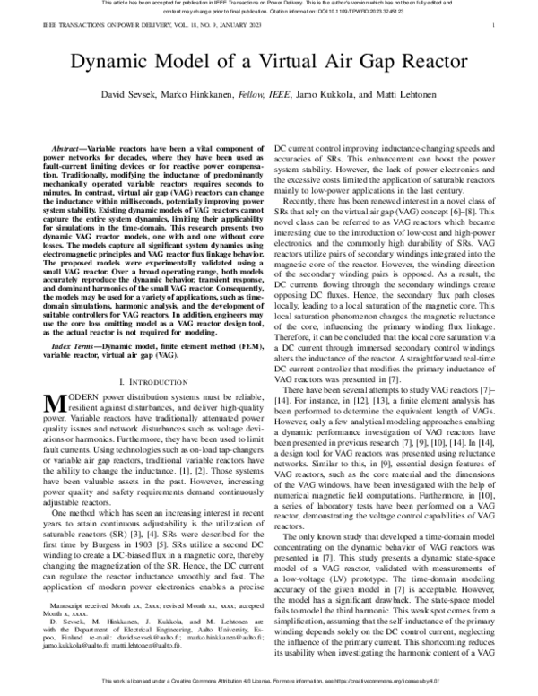 (PDF) Dynamic Model of a Virtual Air Gap Reactor