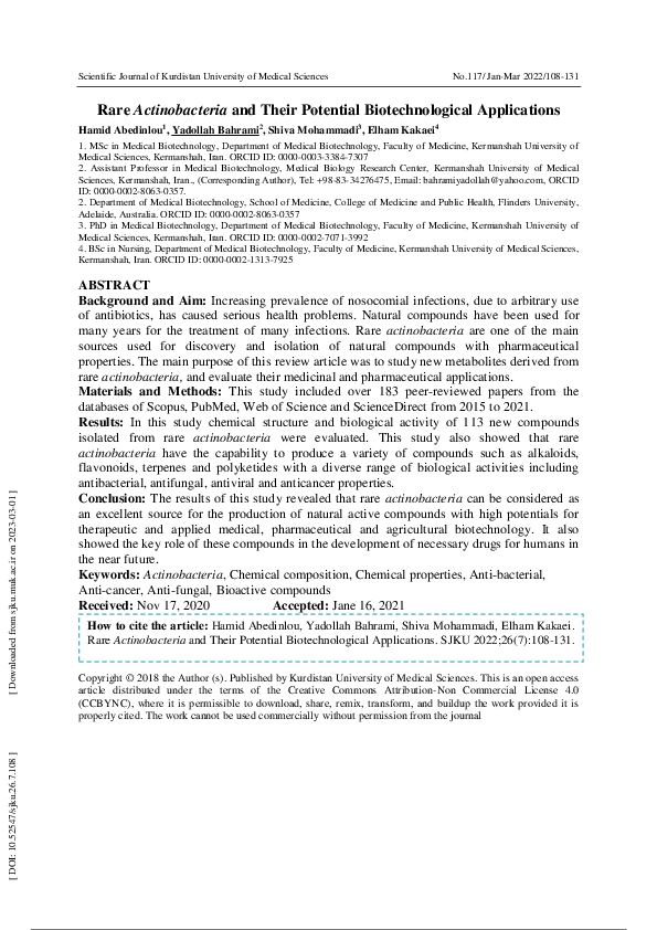 (PDF) Rare Actinobacteria and Their Potential Biotechnological Applications
