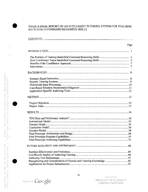 (PDF) Phase II Final Report on an Intelligent Tutoring System for Teaching Battlefield Command ...