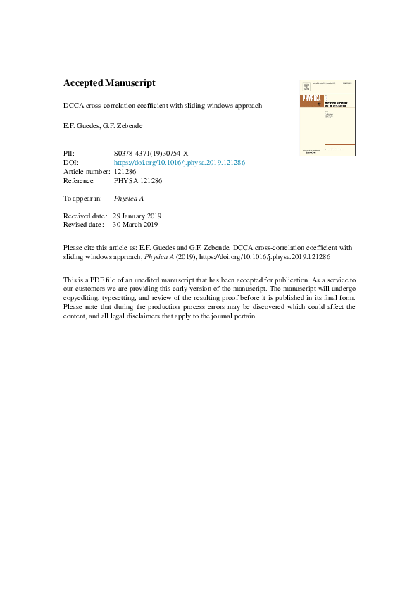 (PDF) DCCA cross-correlation coefficient with sliding windows approach