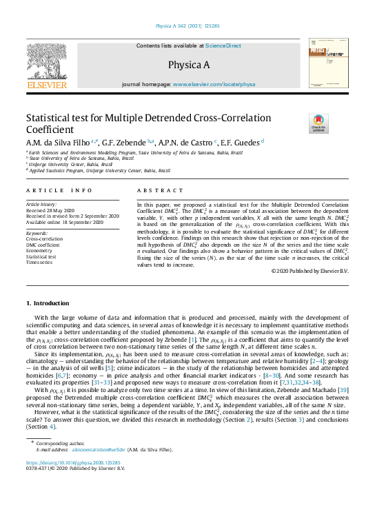 (PDF) Statistical test for Multiple Detrended Cross-Correlation Coefficient