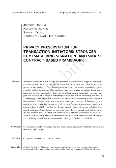 (PDF) Privacy Preservation for Transaction Initiators: Stronger Key ...