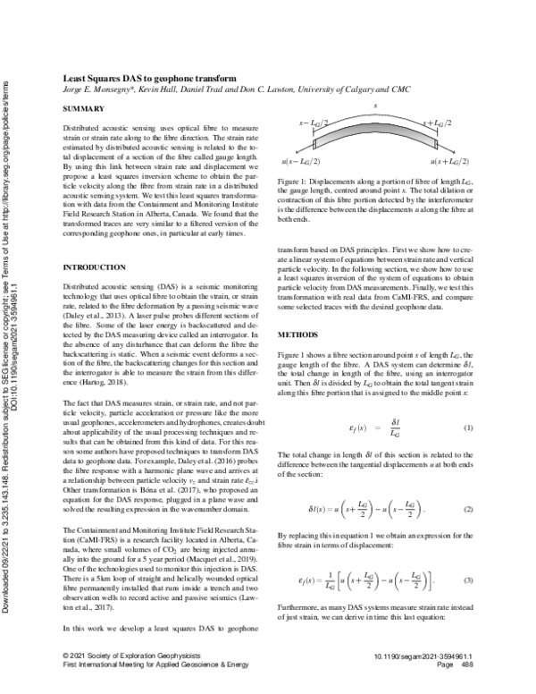(PDF) Least-squares DAS to geophone transform