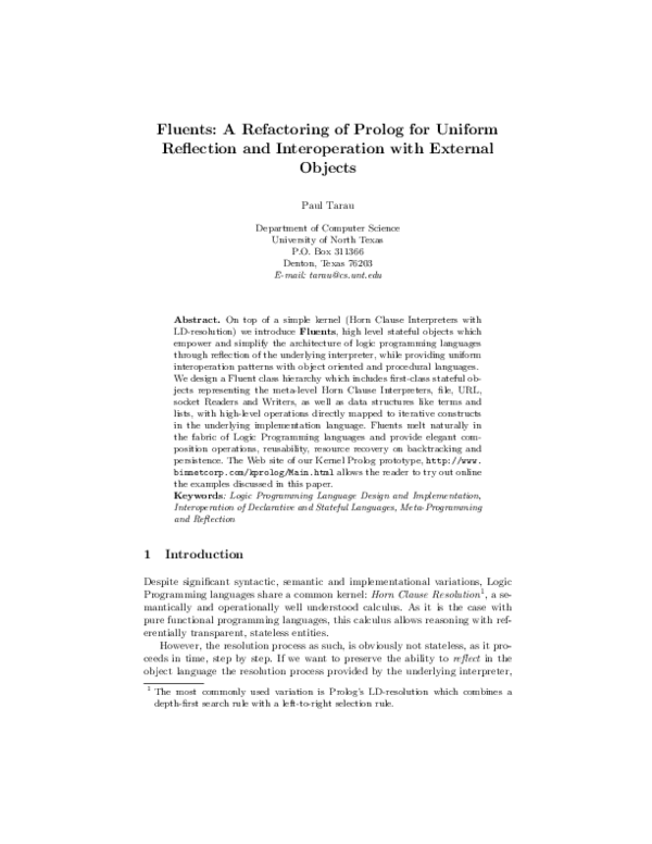 (PDF) Fluents: A Refactoring of Prolog for Uniform Reflection and Interoperation with External ...