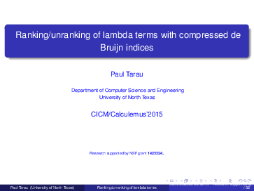 (PDF) Ranking/Unranking of Lambda Terms with Compressed de Bruijn Indices