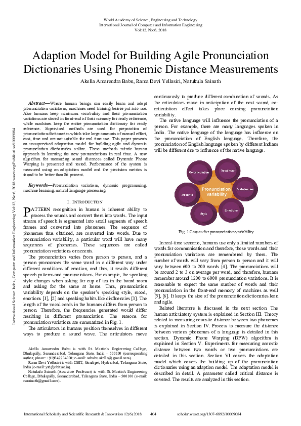 (PDF) Adaption Model For Building Agile Pronunciation Dictionaries ...