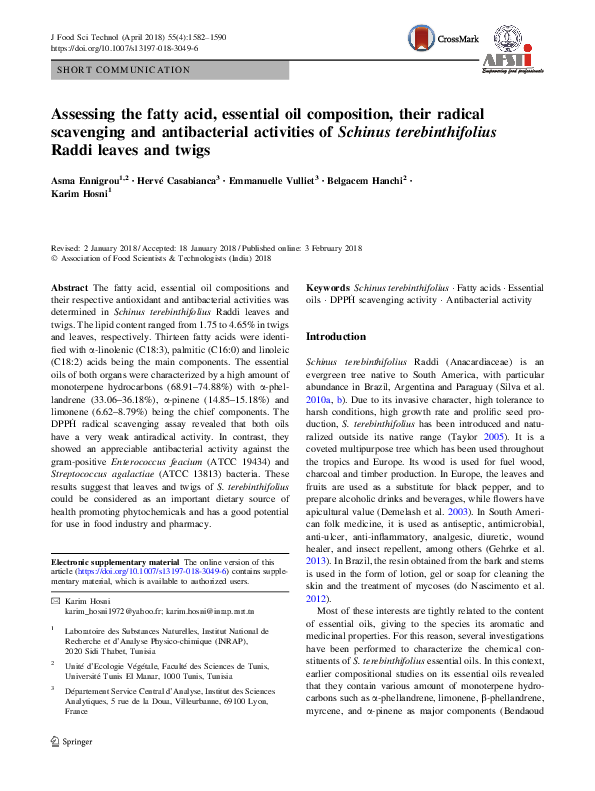 (PDF) Assessing the fatty acid, essential oil composition, their ...