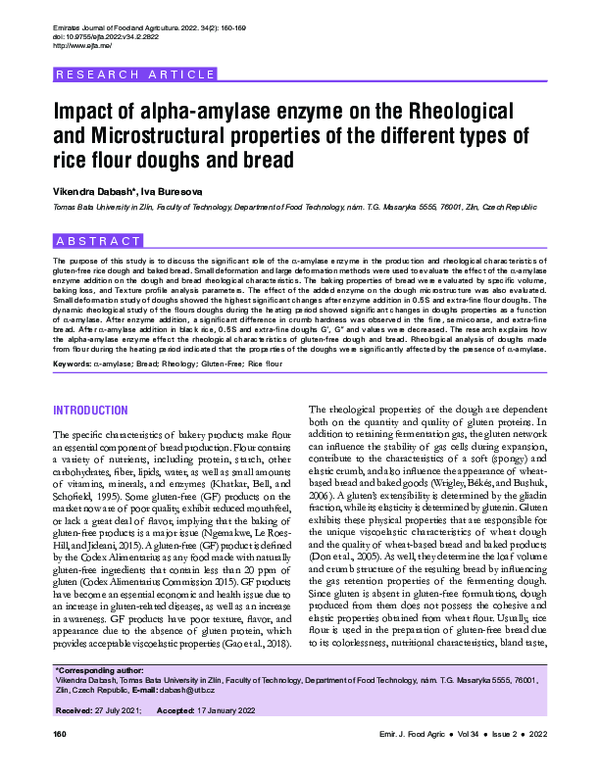 (PDF) Impact of alpha-amylase enzyme on the Rheological and ...