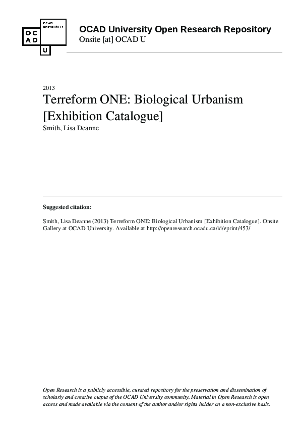 (PDF) Terreform ONE: Biological Urbanism [Exhibition Catalogue]