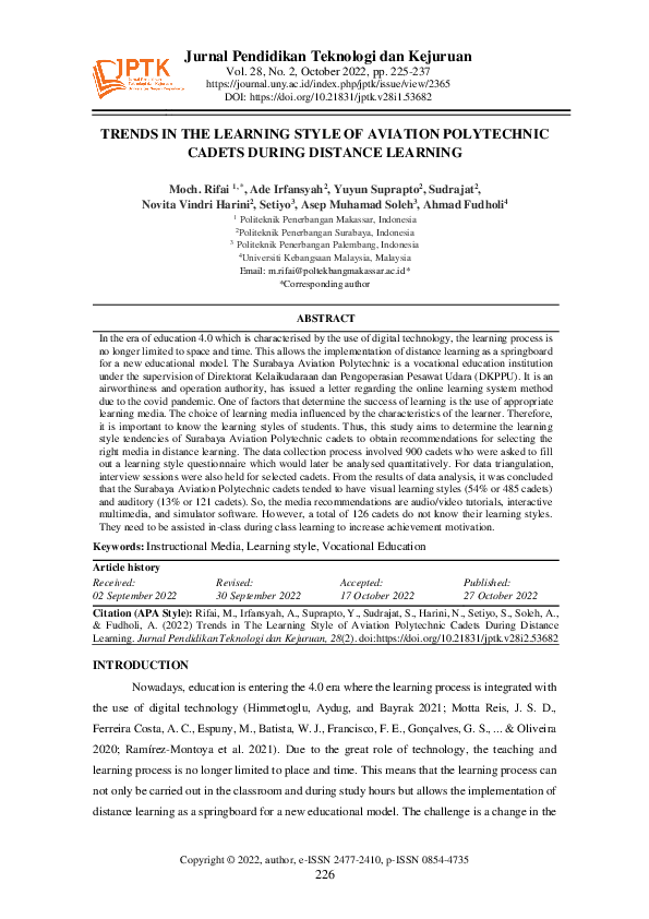 (PDF) Trends in the learning style of aviation polytechnic cadets ...