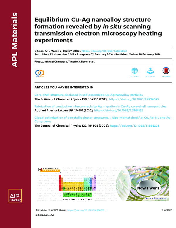 (PDF) Equilibrium Cu-Ag nanoalloy structure formation revealed by in ...