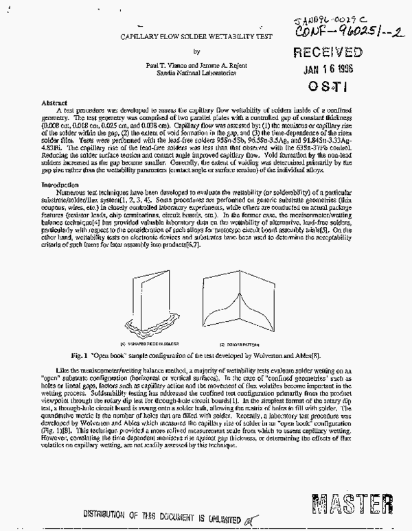 (PDF) Capillary Flow Solder Wettability Test*